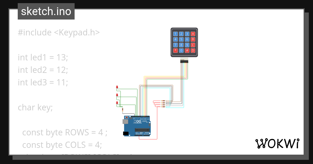 หลอดไฟ 3 ดวง Wokwi Esp32 Stm32 Arduino Simulator 1269