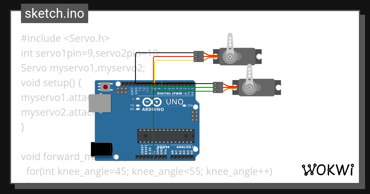 Quadruped robot - Wokwi ESP32, STM32, Arduino Simulator