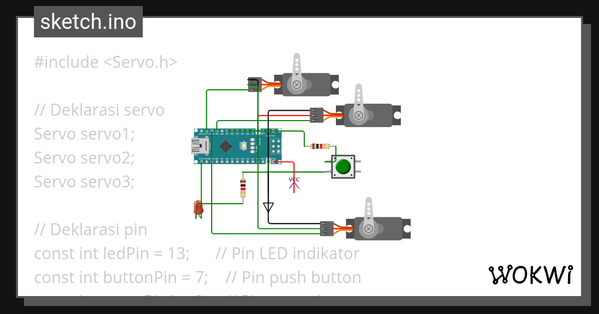 3 servo - Wokwi ESP32, STM32, Arduino Simulator
