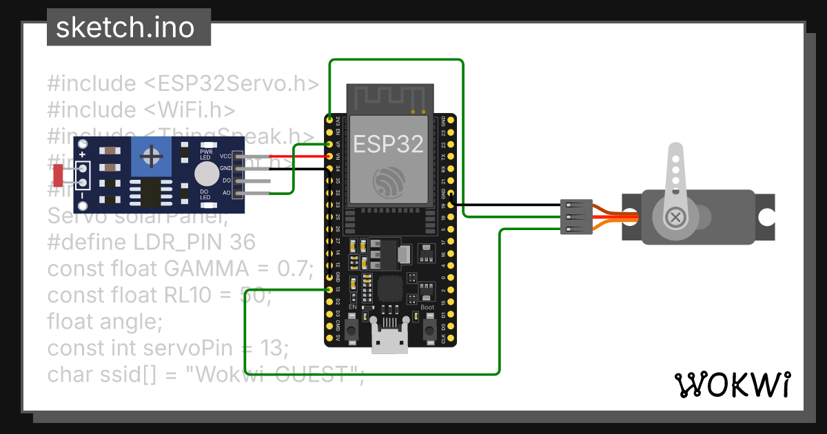 SMART SOLAR PANEL BY GODWIN - Wokwi ESP32, STM32, Arduino Simulator