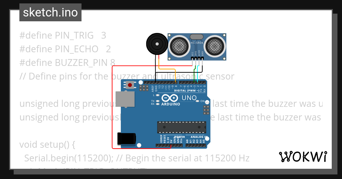Arduino parking sensor - Wokwi ESP32, STM32, Arduino Simulator