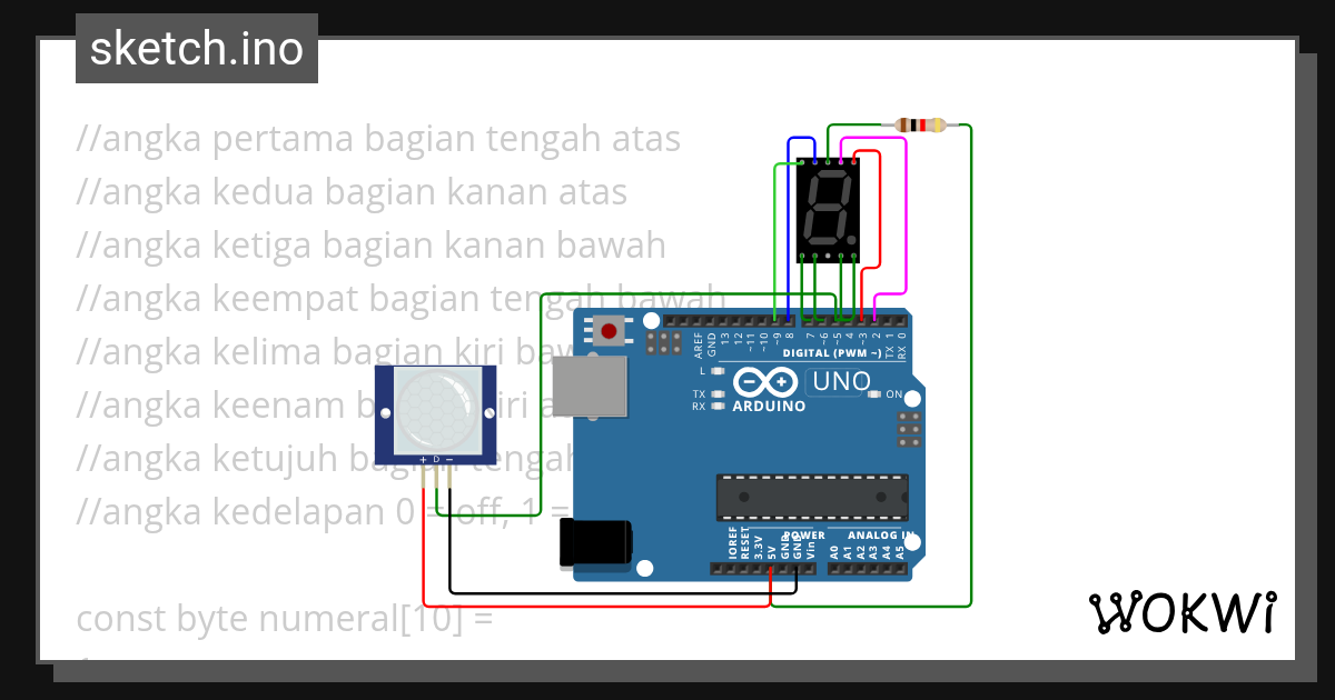 7 segmen - Wokwi ESP32, STM32, Arduino Simulator