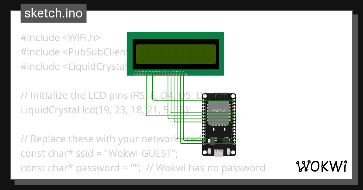 LCD 16X2 DISPLAY PROJECT Copy - Wokwi ESP32, STM32, Arduino Simulator