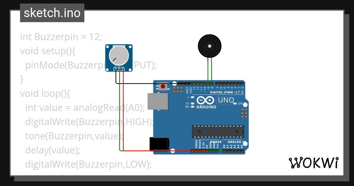 buzzer wit potemtiometer - Wokwi ESP32, STM32, Arduino Simulator