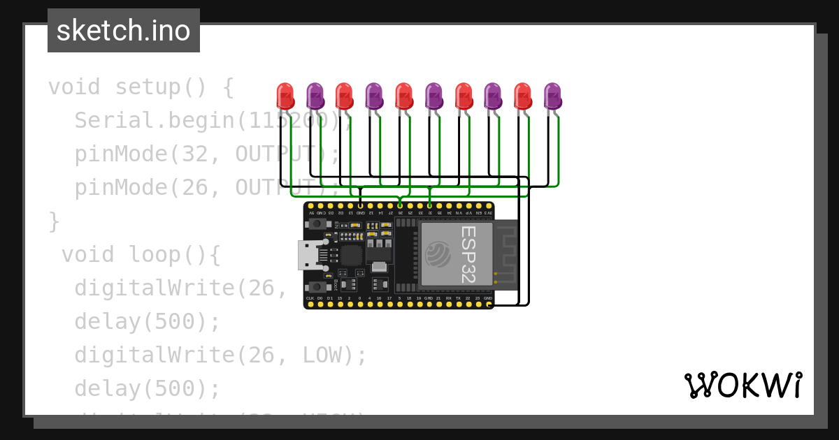 Searial Light Wokwi Esp32 Stm32 Arduino Simulator 8306