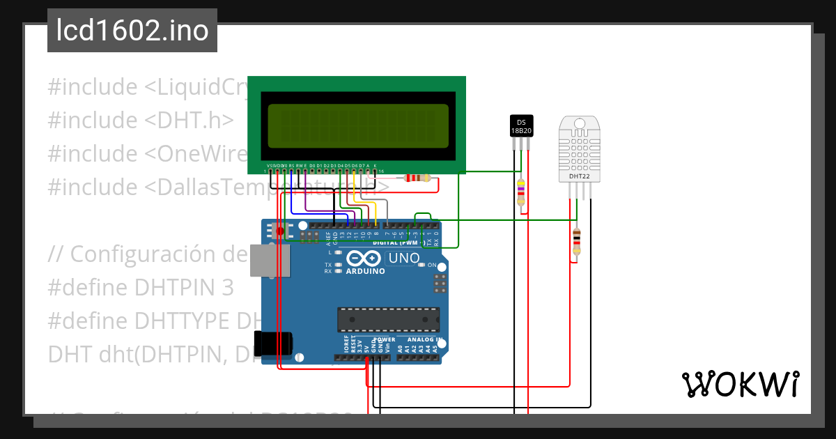 LCD para mostrar los parametros - Wokwi ESP32, STM32, Arduino Simulator