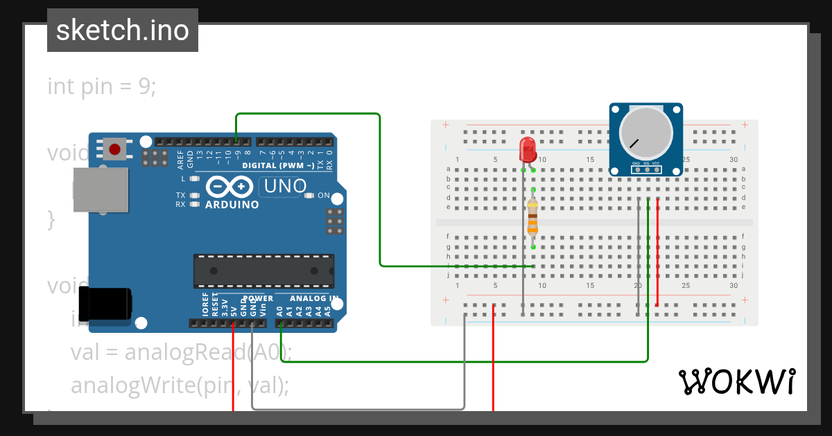 รูปที่ 412 วงจรการควบคุมการแสดงผลของหลอด Led ด้วย Pwm Wokwi Esp32 Stm32 Arduino Simulator