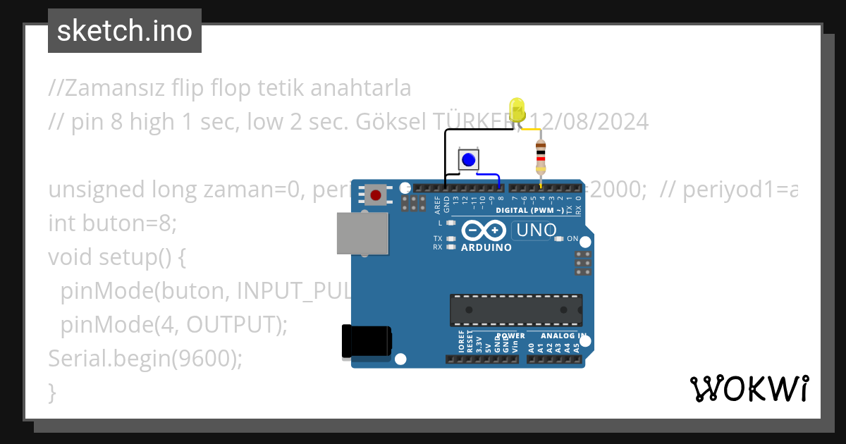 1 1 Anahtarlı Flip Flop Delaysız Wokwi Esp32 Stm32 Arduino Simulator