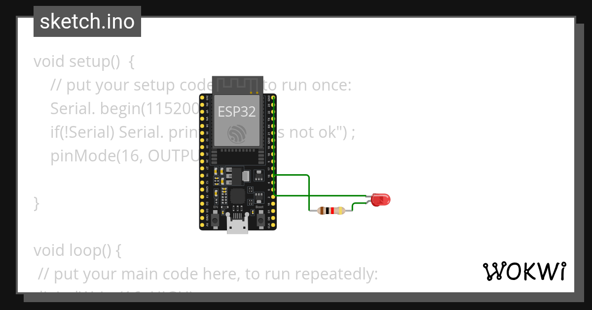 led light simple dilip - Wokwi ESP32, STM32, Arduino Simulator
