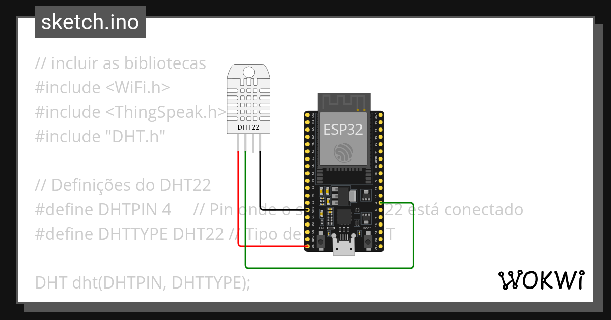 ThingSpeak Atividade 1 - Wokwi ESP32, STM32, Arduino Simulator