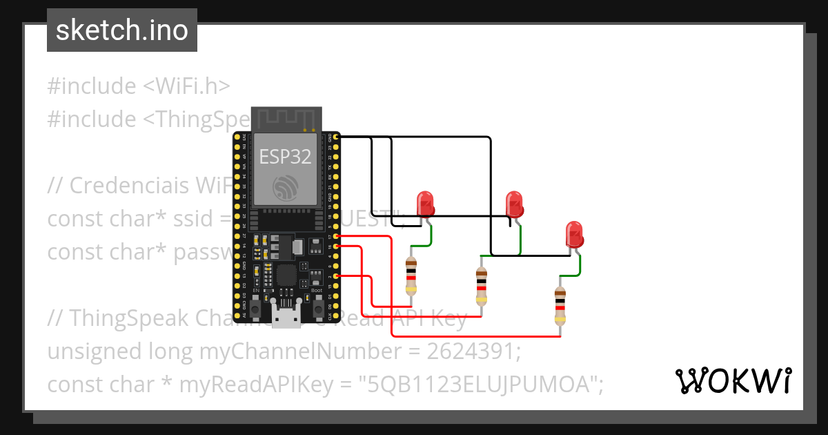 ThingSpeak Atividade 1 PT 2 - Wokwi ESP32, STM32, Arduino Simulator