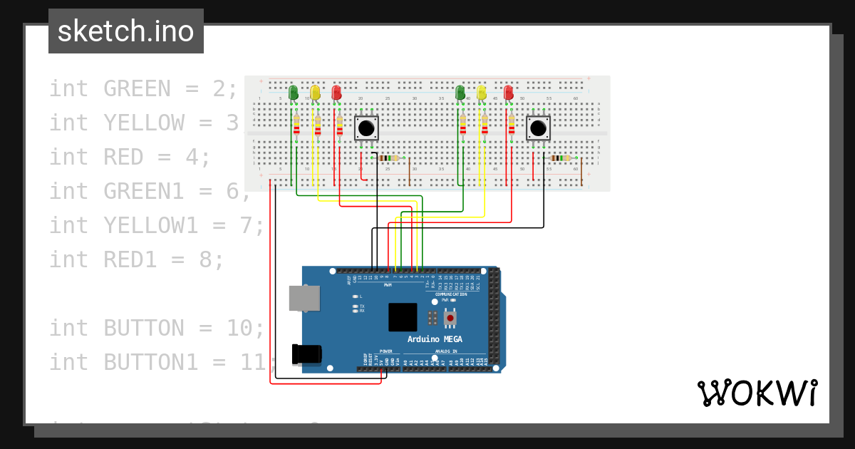 ไฟจราจร Wokwi Esp32 Stm32 Arduino Simulator 