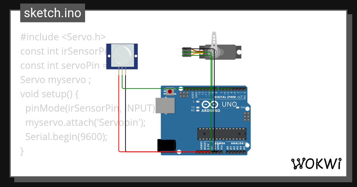 servo motor and motion sensor is interface with ardiuno uno - Wokwi ...