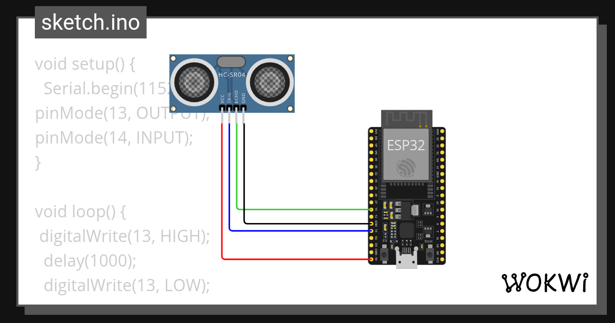 Ultrasonic Distance Sensor Wokwi Esp32 Stm32 Arduino Simulator 5345