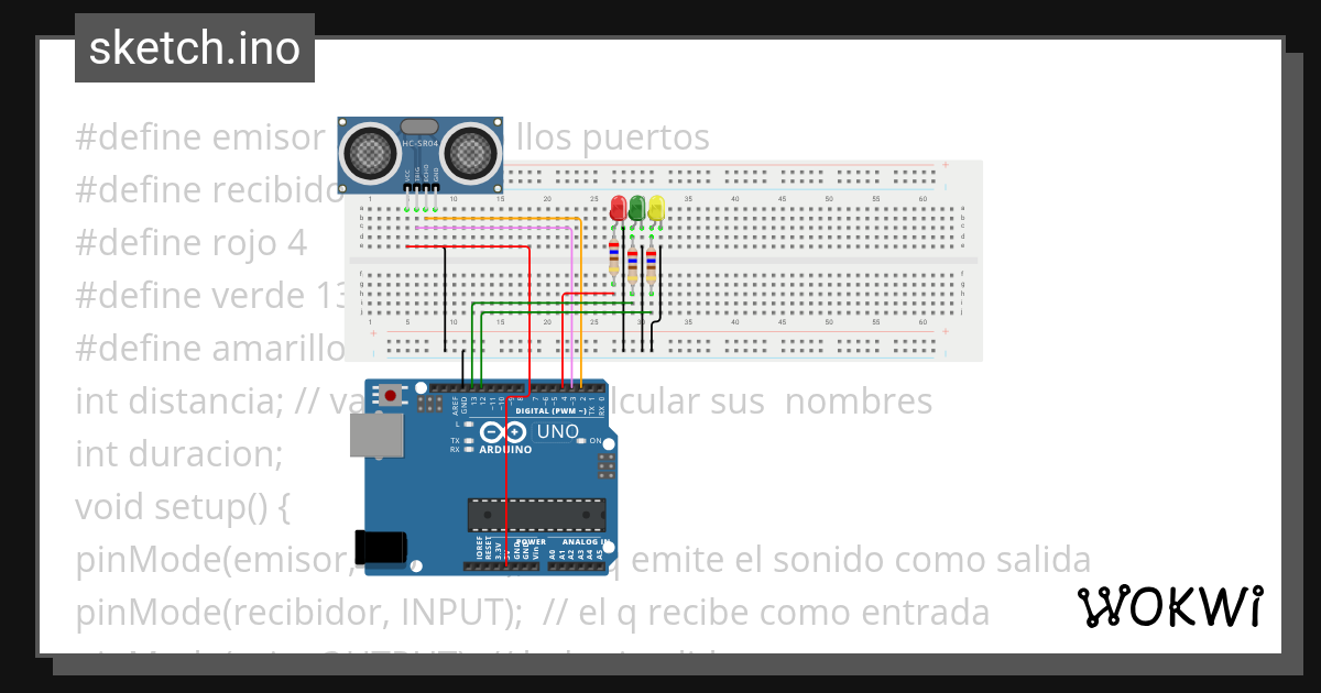 led ultrasonido - Wokwi ESP32, STM32, Arduino Simulator