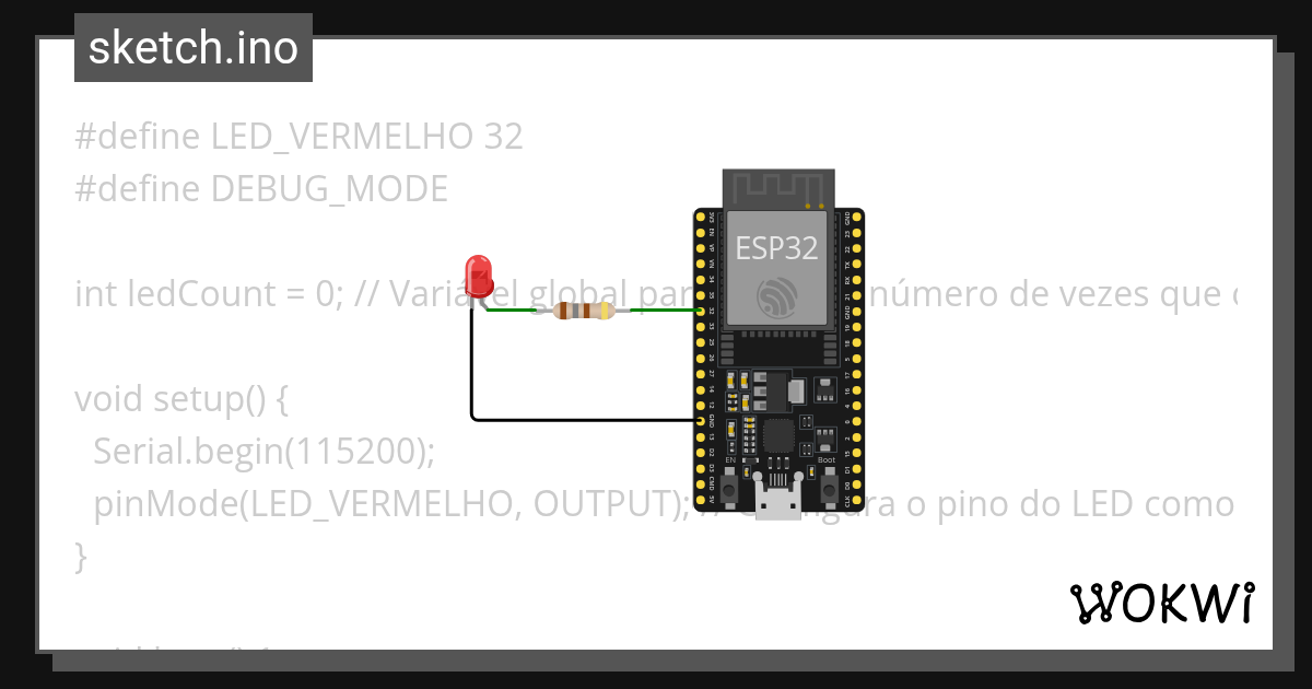 Incremento if / else com delay na ultima piscada - Wokwi ESP32, STM32 ...