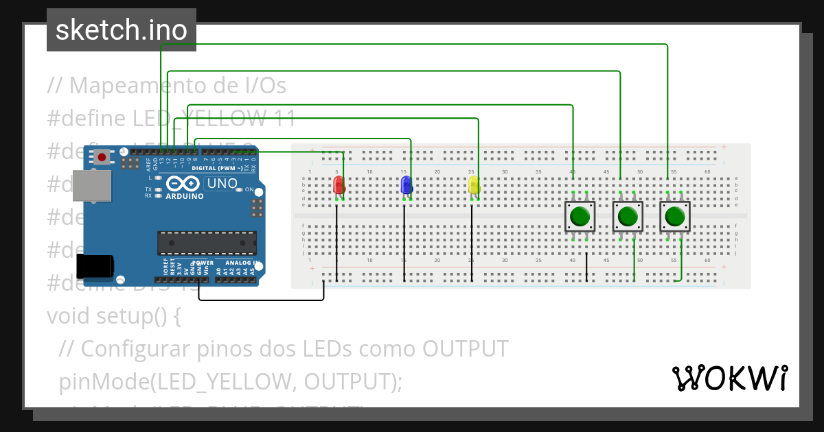 ใบงาน4 กดไฟ3ปุ่ม Wokwi Esp32 Stm32 Arduino Simulator 0329