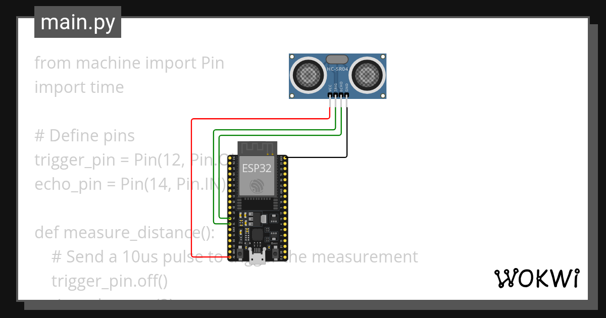 ESP32 + ULTRA SONIC SENSOR Copy - Wokwi ESP32, STM32, Arduino Simulator