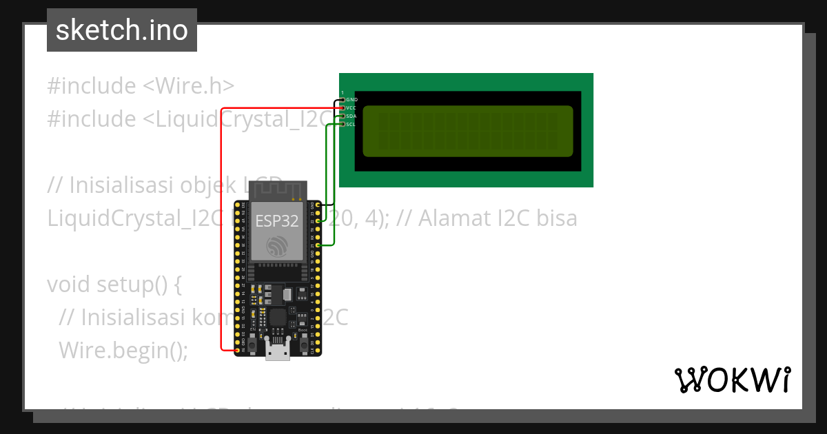 LCD 12C SABRINA - Wokwi ESP32, STM32, Arduino Simulator LCD 12C SABRINA - Wokwi ESP32, STM32, Arduino Simulator