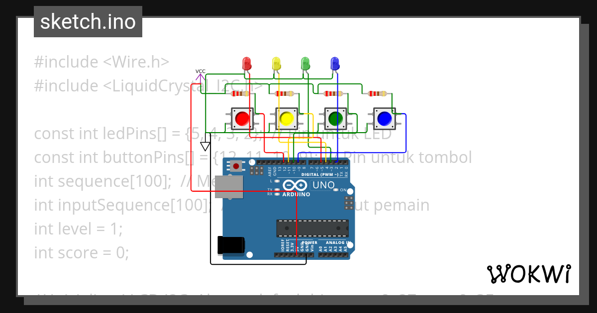 simon game 2 - Wokwi ESP32, STM32, Arduino Simulator