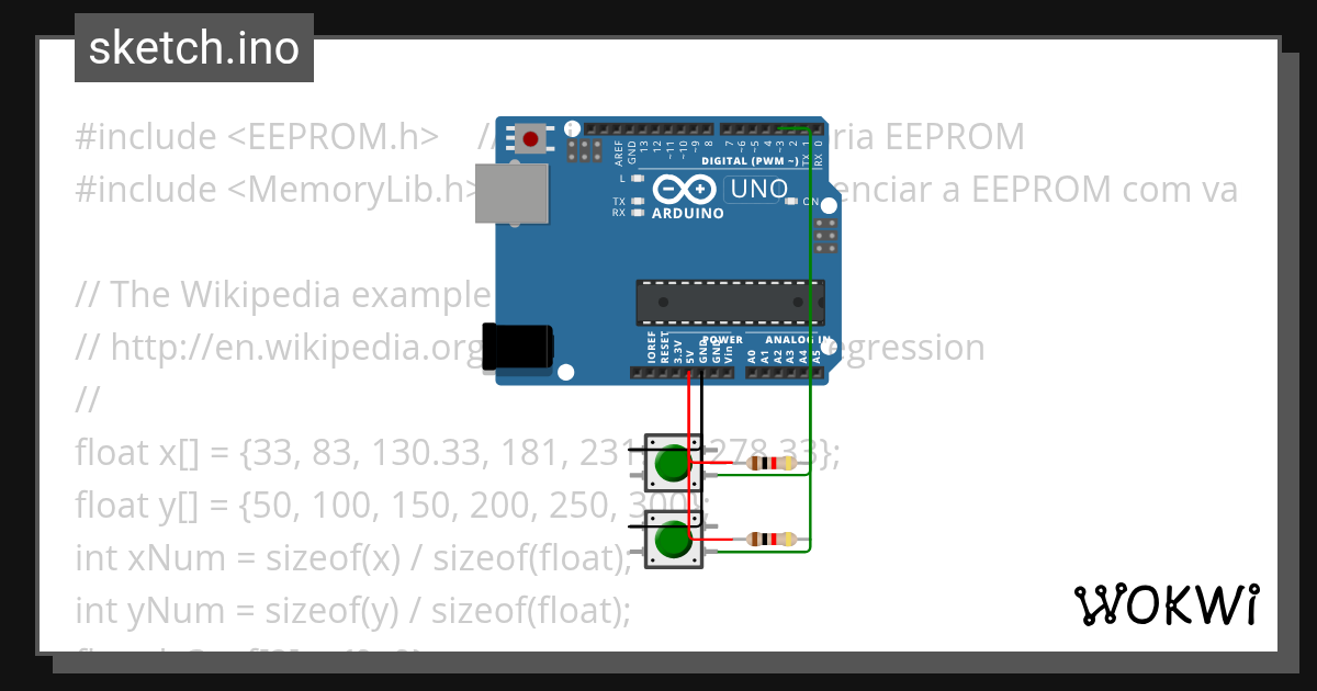 Linear Regression Sensor Test - Wokwi ESP32, STM32, Arduino Simulator