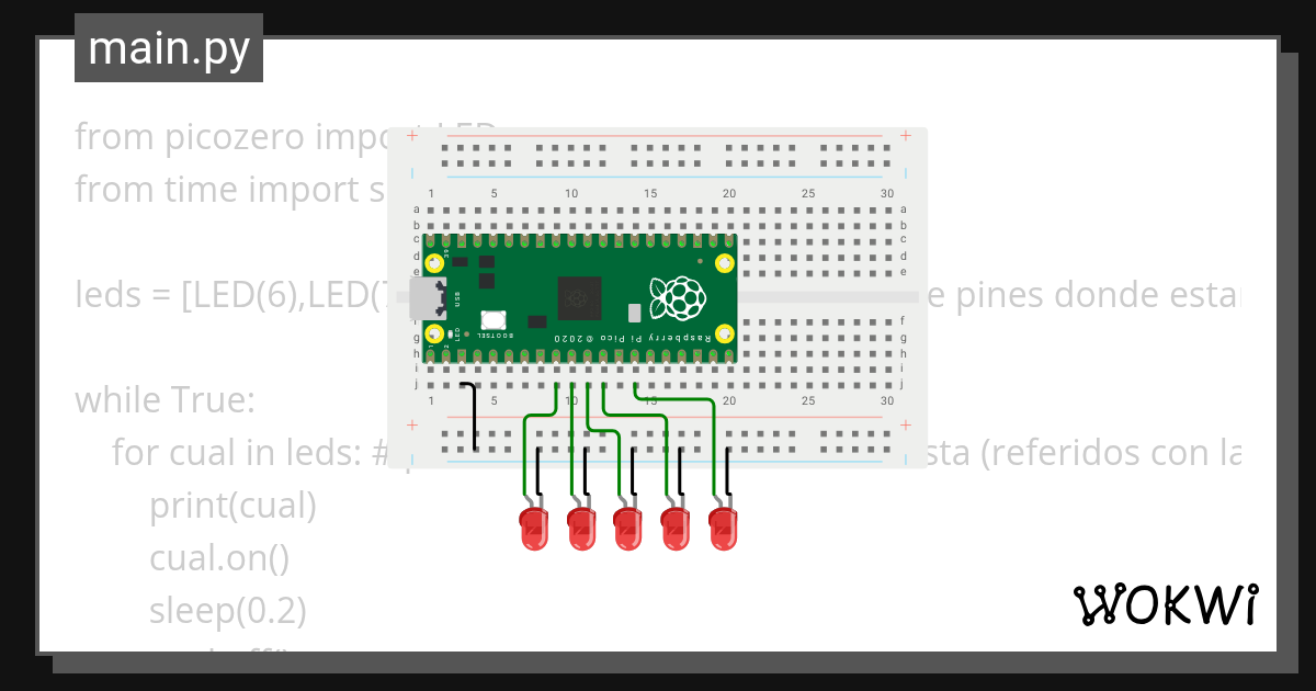 secuencia de leds - Wokwi ESP32, STM32, Arduino Simulator