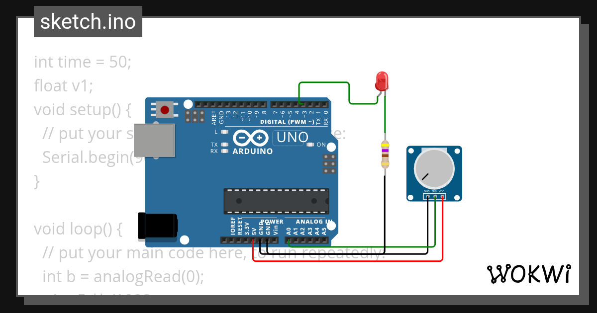 Leitura de Entrada Analógica - Wokwi ESP32, STM32, Arduino Simulator