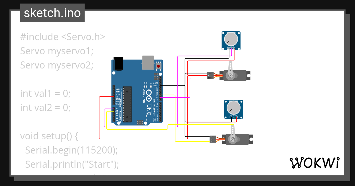 Augid control servo motor - Wokwi ESP32, STM32, Arduino Simulator