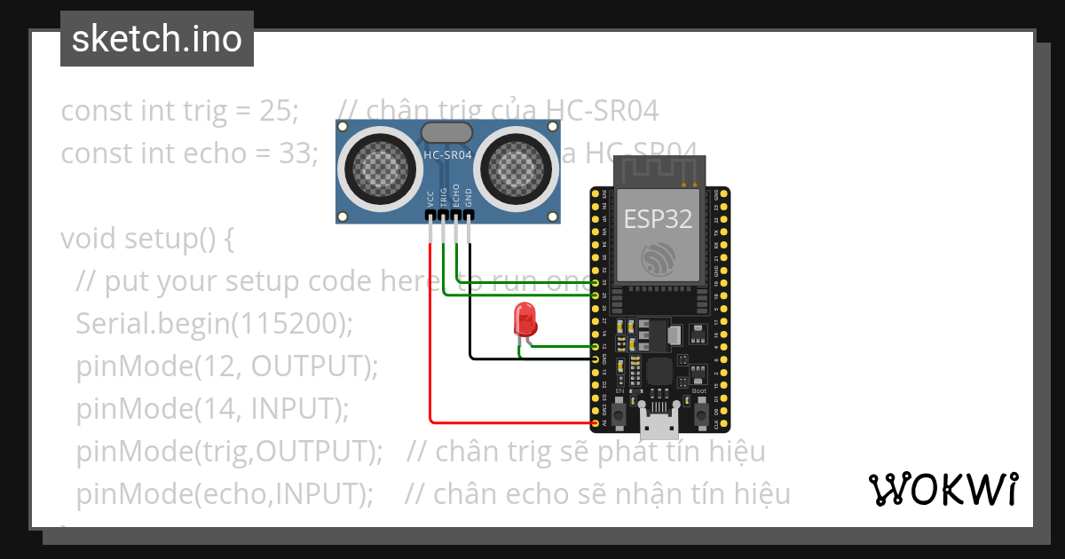 SR04 - Wokwi ESP32, STM32, Arduino Simulator