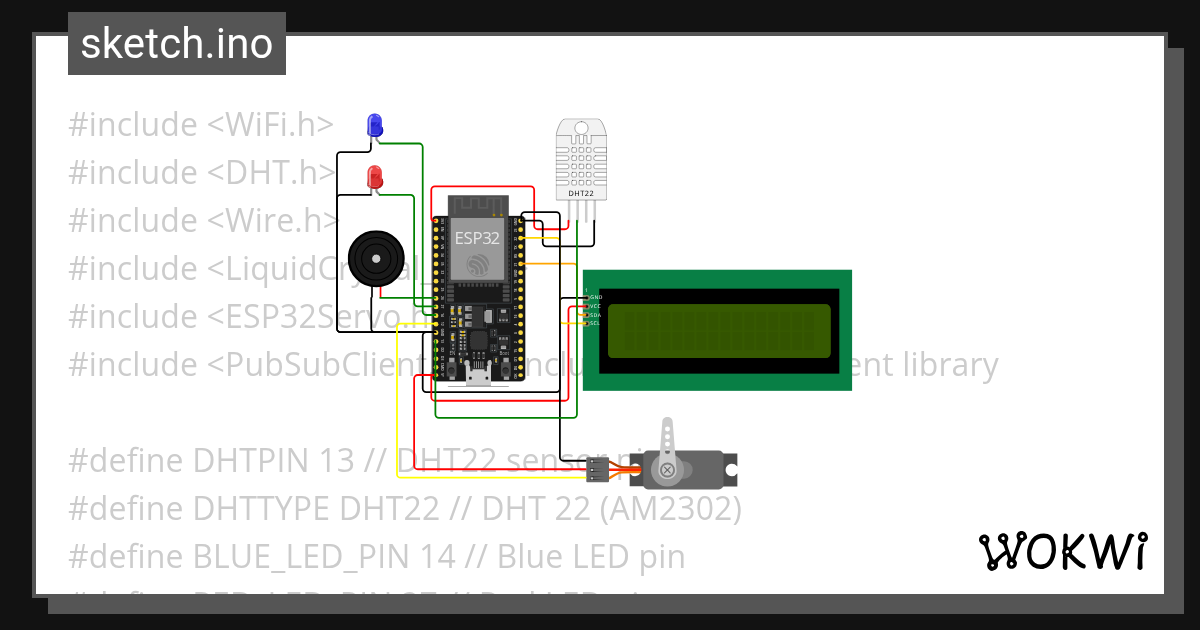 idea IOT Temperature & Humidity Fire Alarm System - Wokwi ESP32, STM32, Arduino Simulator