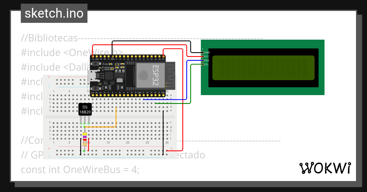 LCD DS18B20 Copy - Wokwi ESP32, STM32, Arduino Simulator