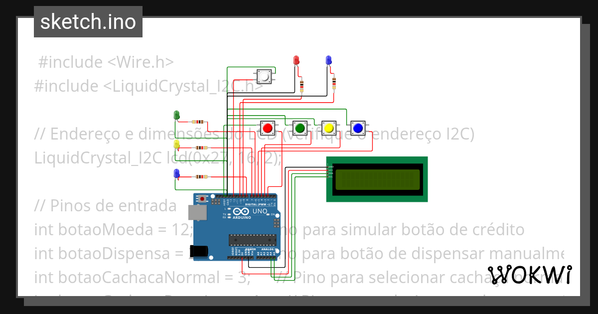 maquina 3 bicos ,com apenas 1 botao de acionamento Copy - Wokwi ESP32, STM32, Arduino Simulator