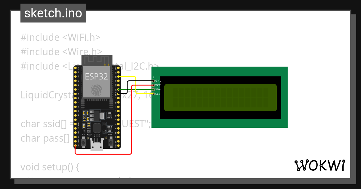 wifi com display lcd 16x2 - Wokwi ESP32, STM32, Arduino Simulator