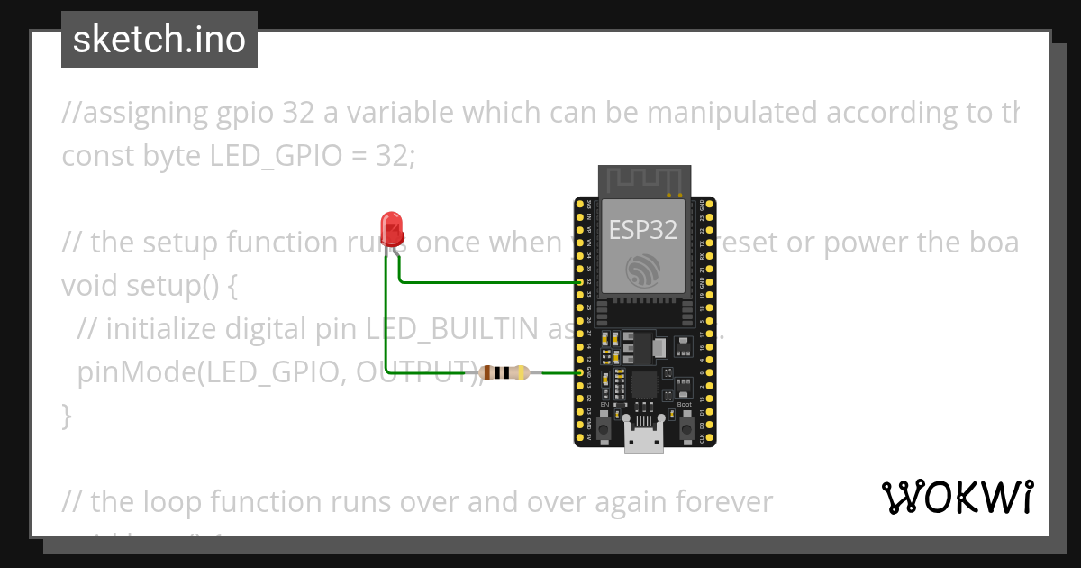 ESP32 4.1 Digital output LED - Wokwi ESP32, STM32, Arduino Simulator
