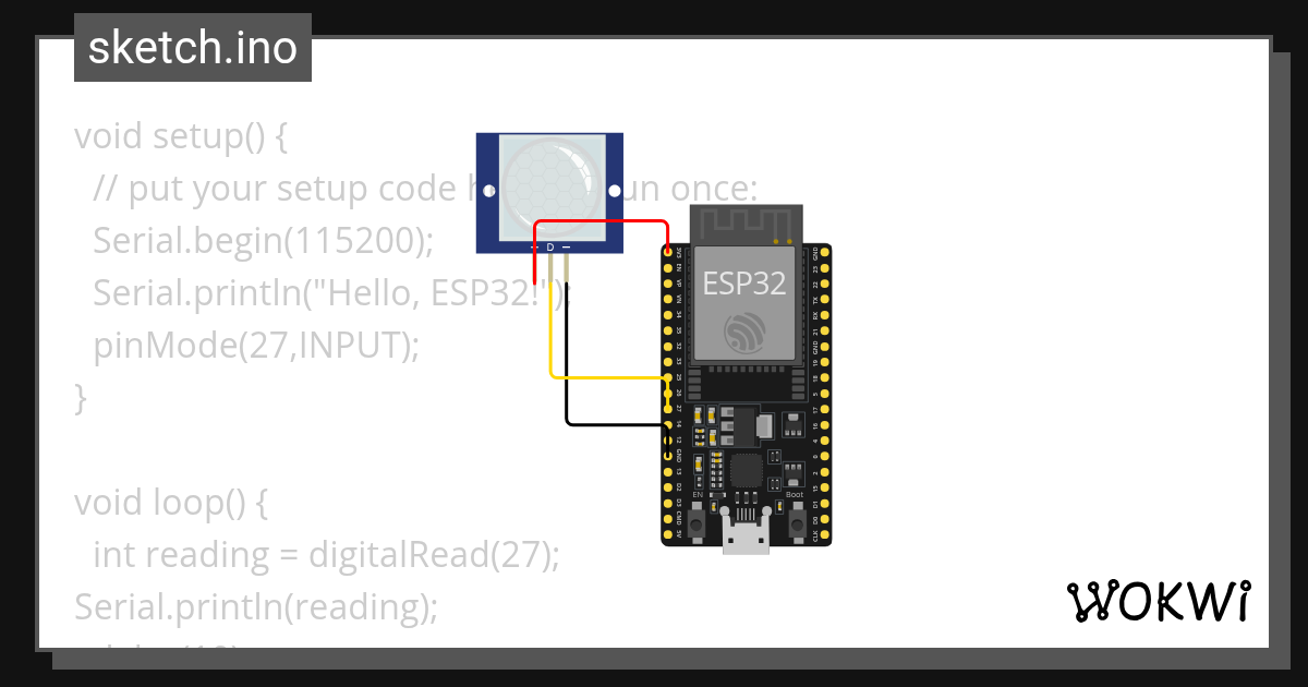Only Pir Sensor Wokwi Esp32 Stm32 Arduino Simulator 3581