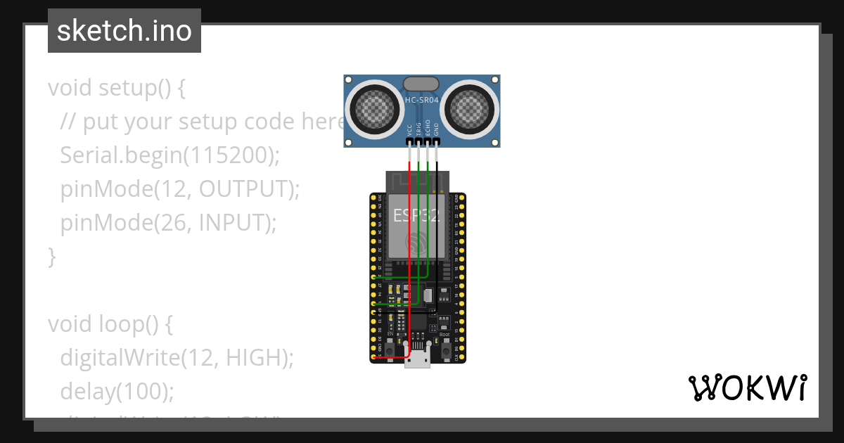 Ultrasonic Sensor Wokwi Esp32 Stm32 Arduino Simulator