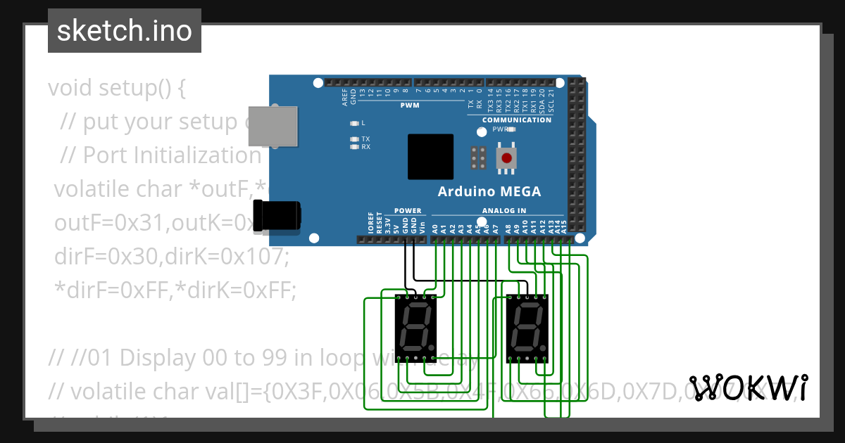 7 segment Problem Set-03 a - Wokwi ESP32, STM32, Arduino Simulator