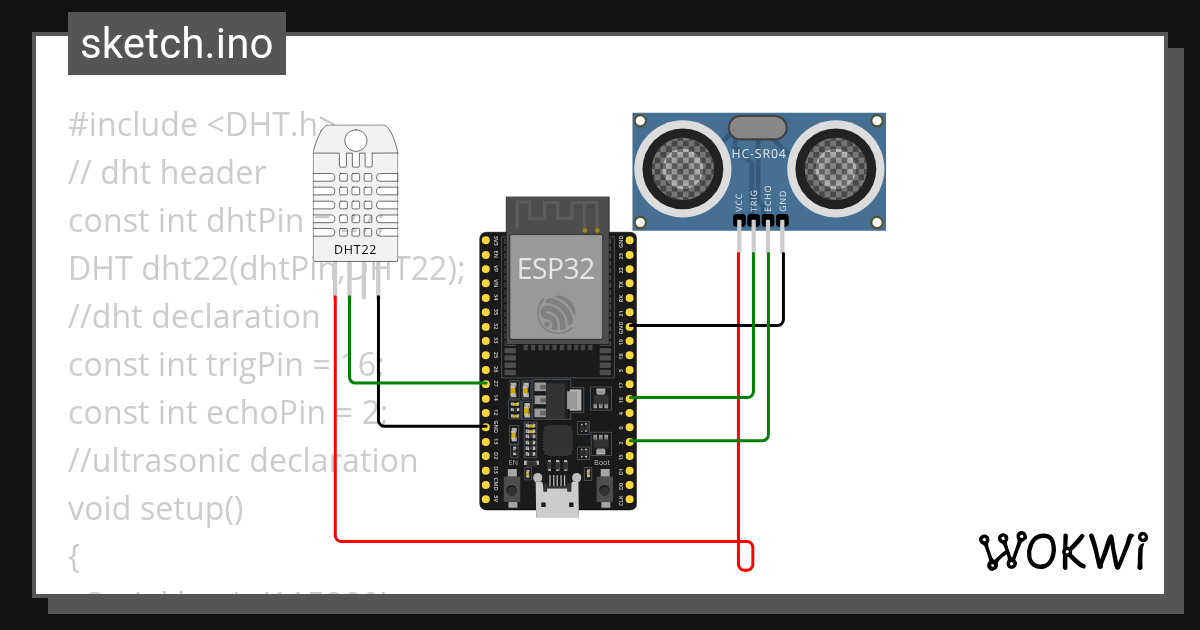 Ultrasonic And Dht22sandhiya Wokwi Esp32 Stm32 Arduino Simulator 
