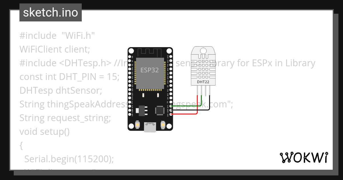 ESP32 DHT22 Thingspeak Copy - Wokwi ESP32, STM32, Arduino Simulator