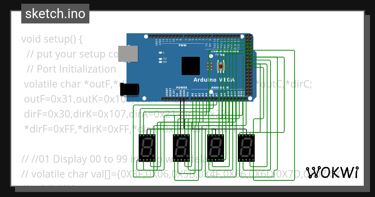7 segment Problem Set-03 b - Wokwi ESP32, STM32, Arduino Simulator