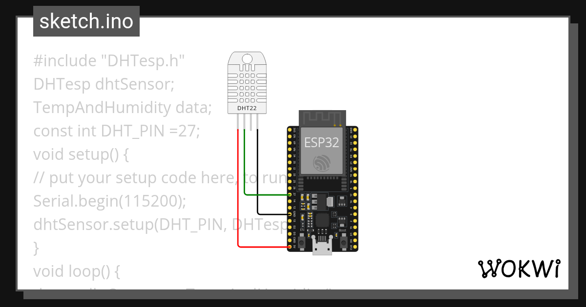 DHT sensor - Wokwi ESP32, STM32, Arduino Simulator