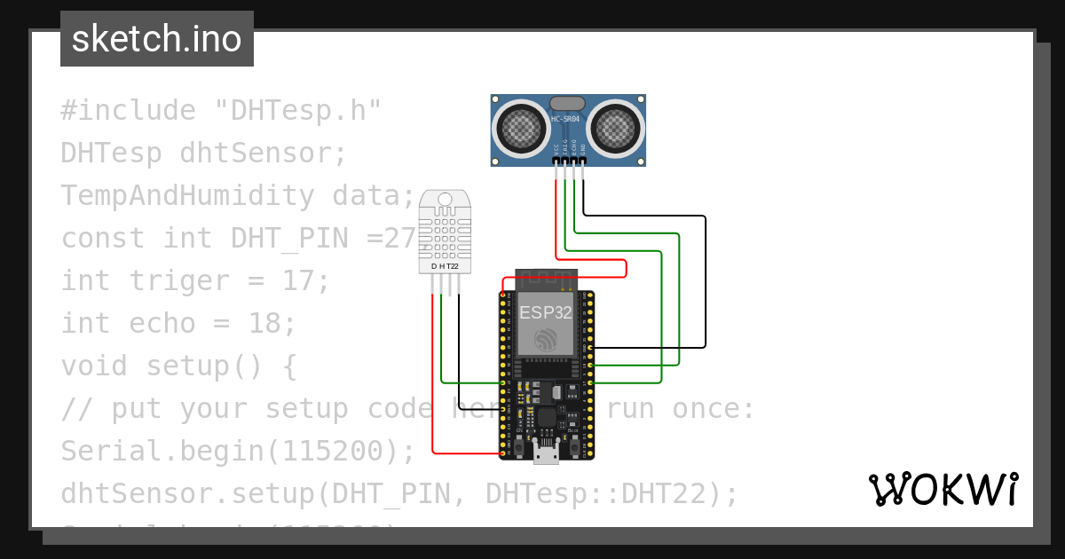Dht Sensor With Ultrasonic Integerated Wokwi Esp32 Stm32 Arduino 8286
