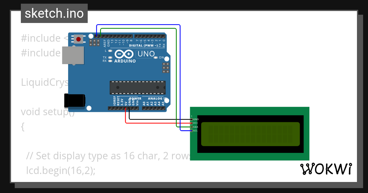 LCD_i2c - Wokwi ESP32, STM32, Arduino Simulator