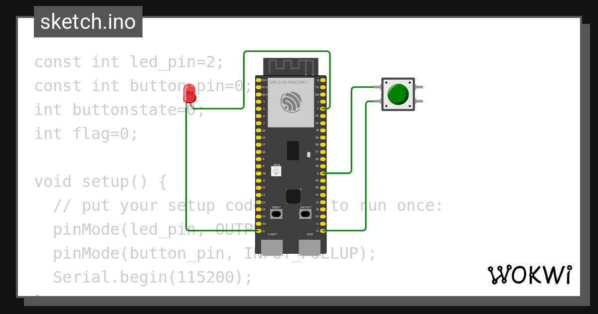 Button Led Wokwi Esp32 Stm32 Arduino Simulator 7482