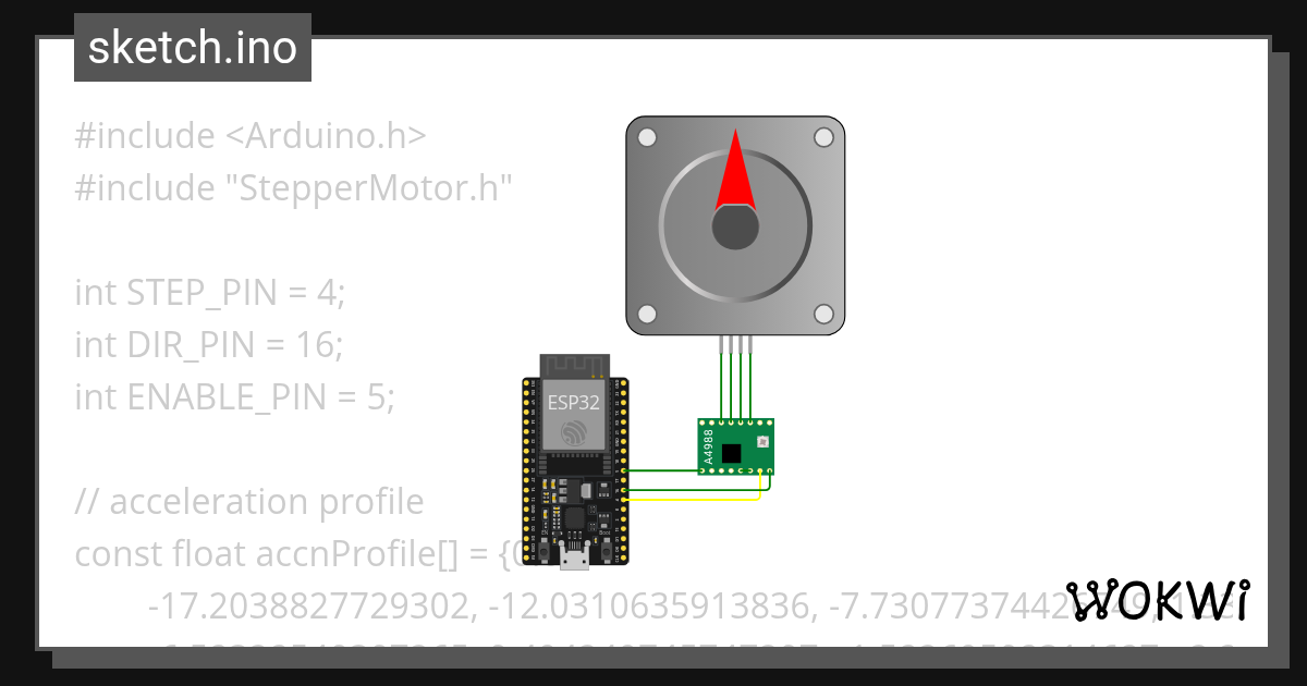 Stepper motor With ESP32 accn with class 3 - Wokwi ESP32, STM32, Arduino Simulator