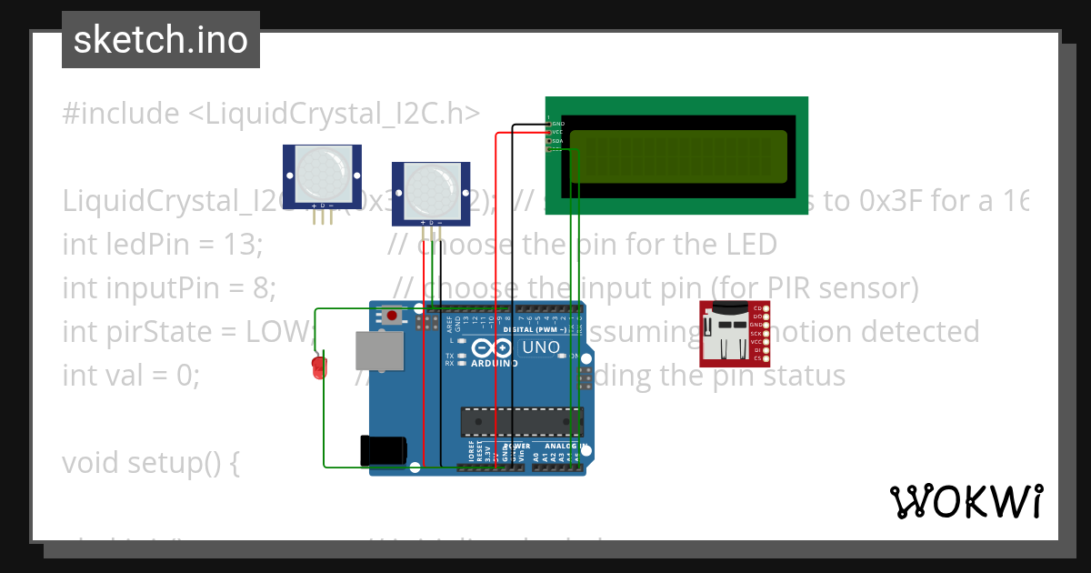 pir_lcd - Wokwi ESP32, STM32, Arduino Simulator
