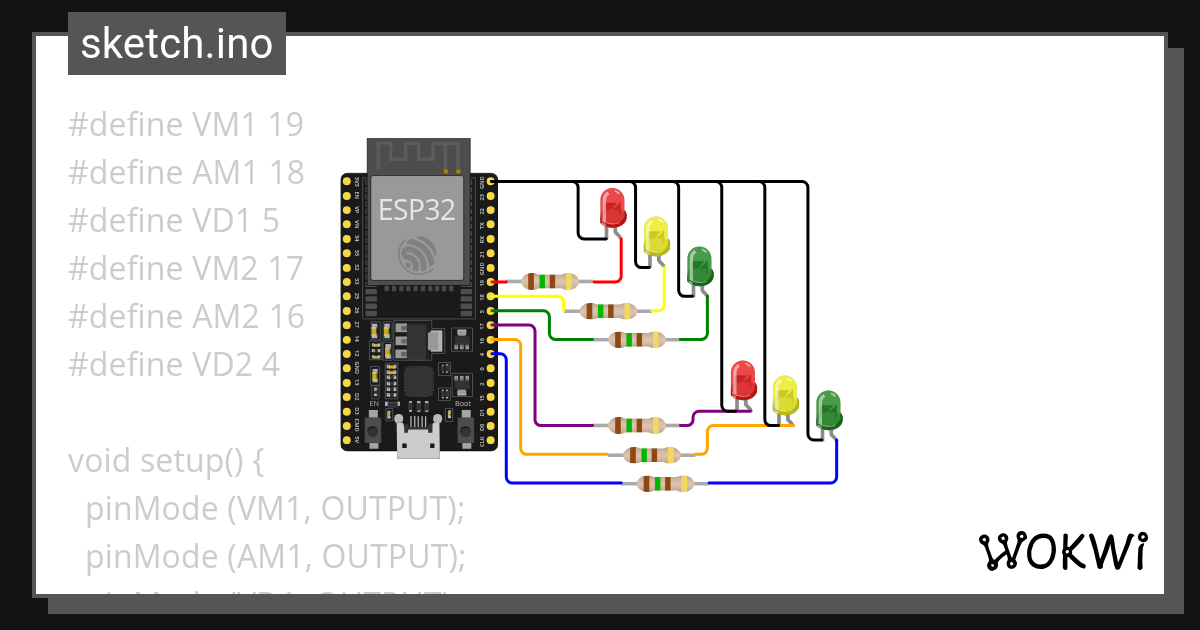 SEMAFORO - Wokwi ESP32, STM32, Arduino Simulator