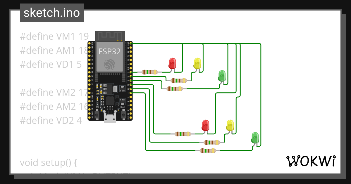 Semáforo - Wokwi ESP32, STM32, Arduino Simulator