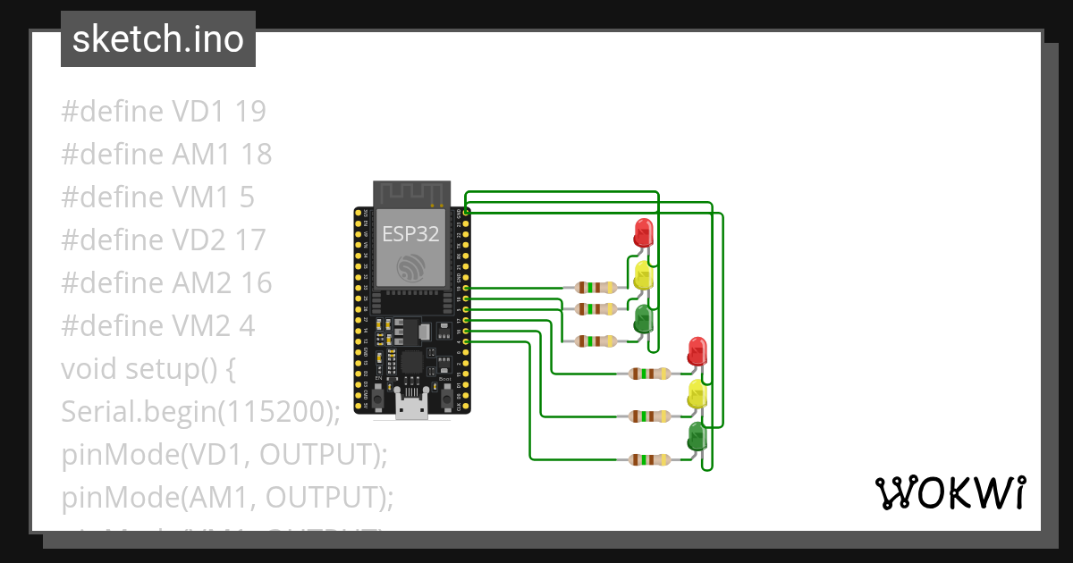 Semáforo - Wokwi ESP32, STM32, Arduino Simulator