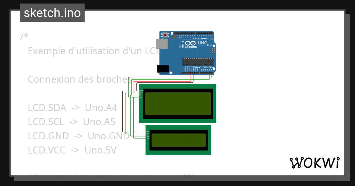 2 x LCD I2C Copy - Wokwi ESP32, STM32, Arduino Simulator